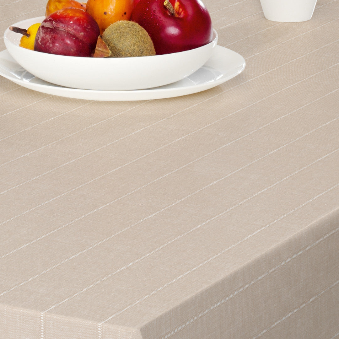 Balance Cake - Voksdug Med Stribet Mønster I Beige | 160 cm Bred ...
